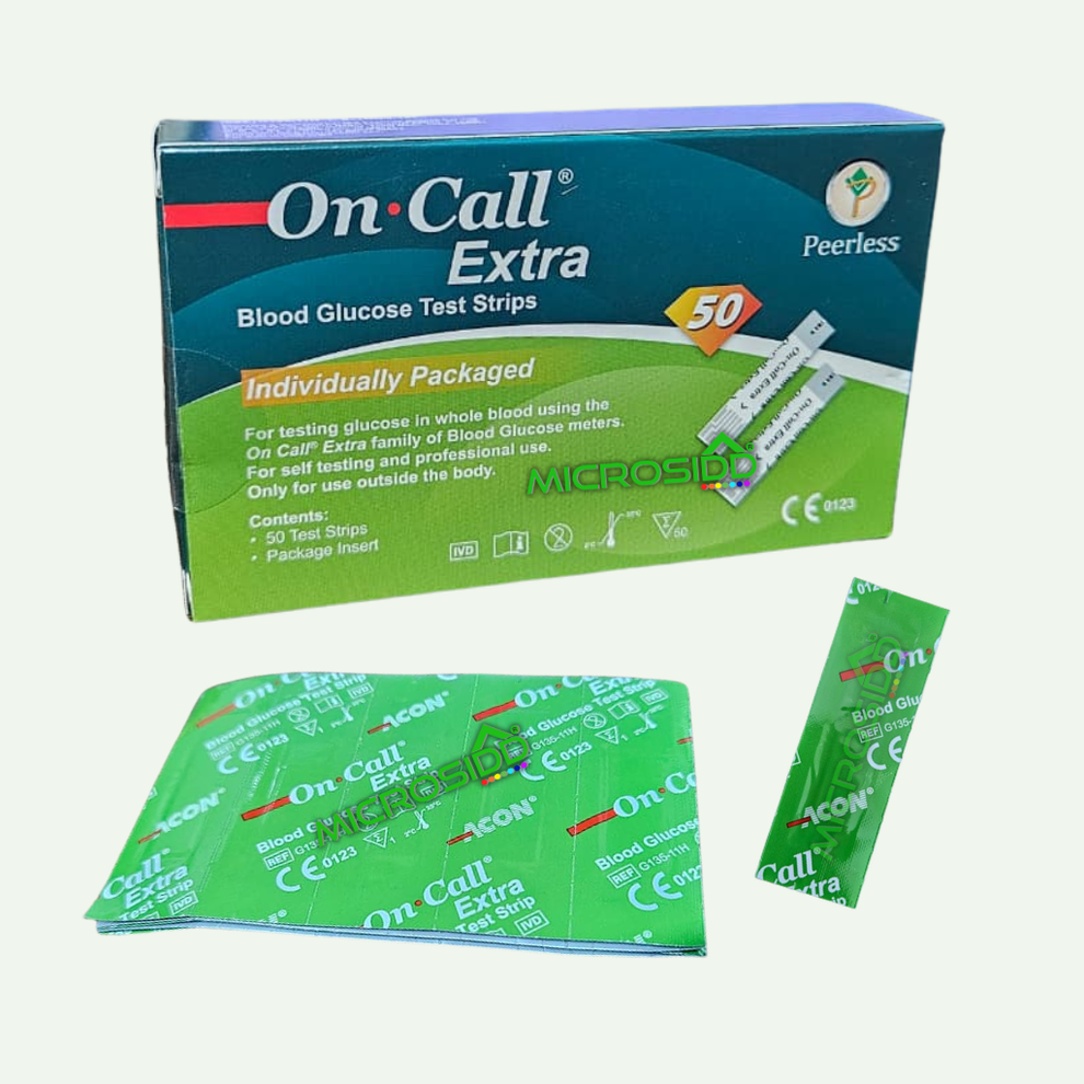 On Call Extra Glucometer Foiled Test Strips – Microsidd India