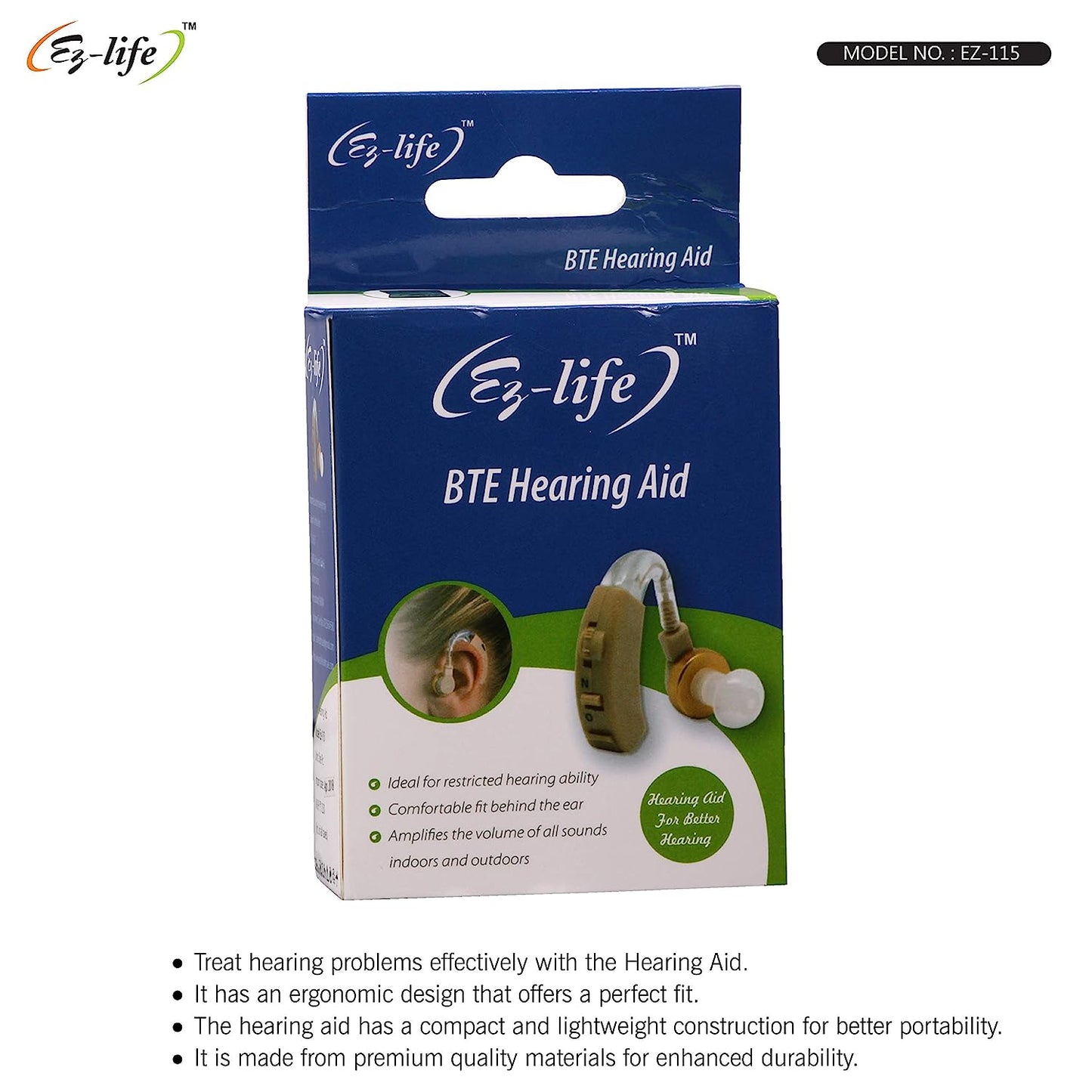 Hearing Aid Machine BTE E with 6 Sound Enhancement Amplifier Behind Th ...